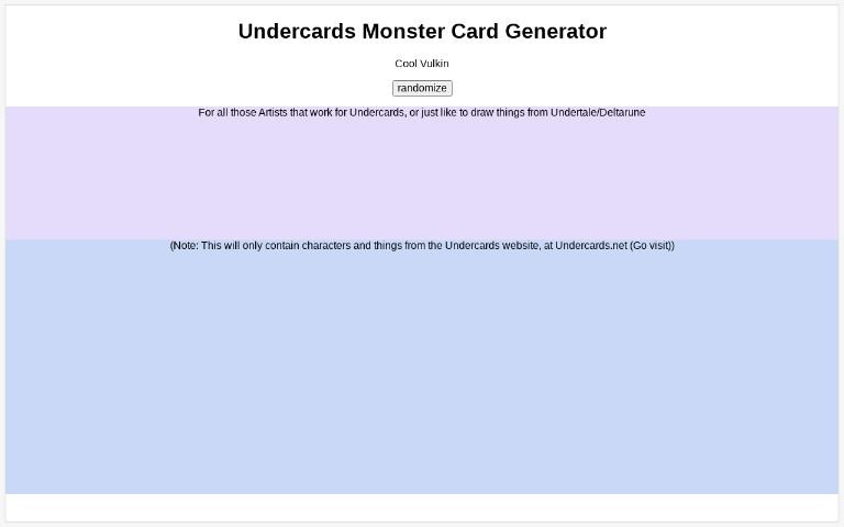 Undercards Monster Card Generator