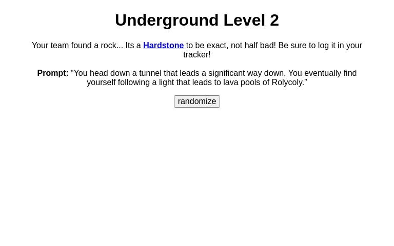 Underground Level 2 ― Perchance Generator