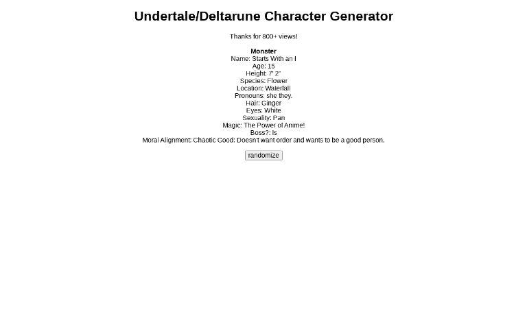 Undertale/Deltarune Character Generator