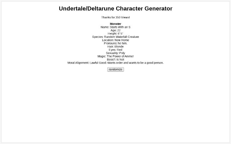 Undertale/Deltarune Character Generator