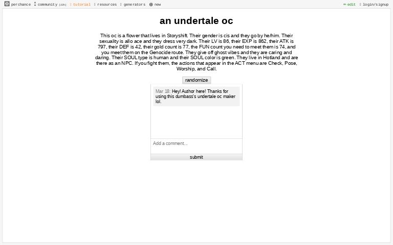 an undertale oc ― Perchance Generator