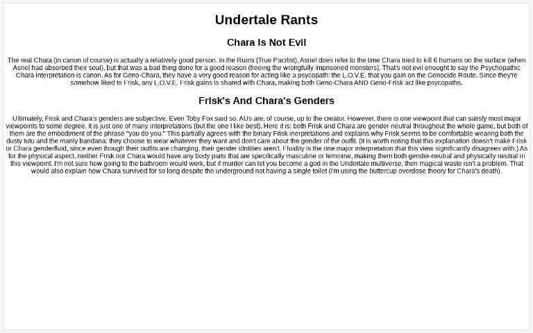 Undertale Rants ― Perchance Generator