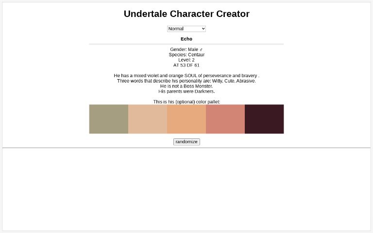 Undertale Character Creator ― Perchance Generator