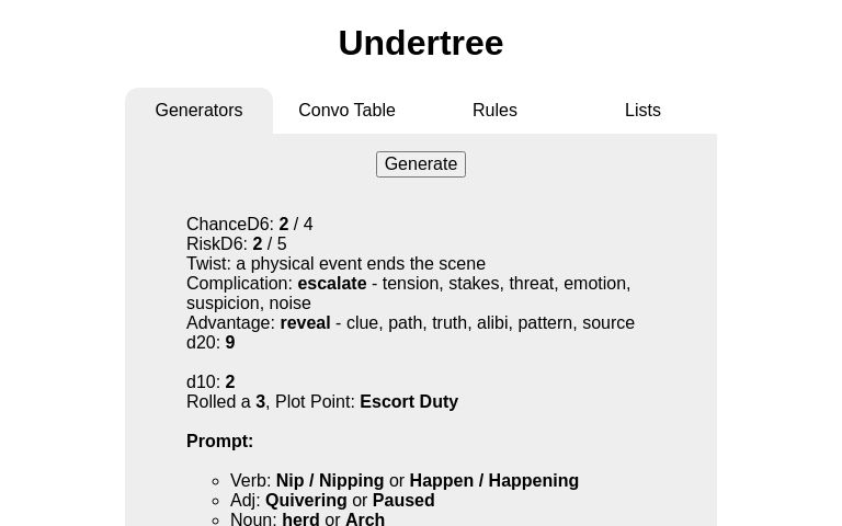 Undertree ― Perchance Generator