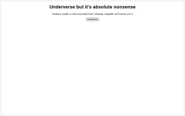 Underverse but it's absolute nonsense ― Perchance Generator