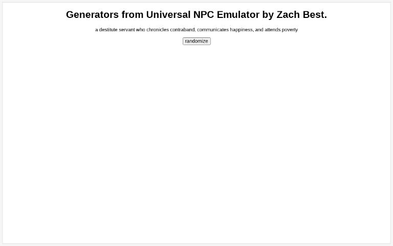 Generators from Universal NPC Emulator by Zach Best.