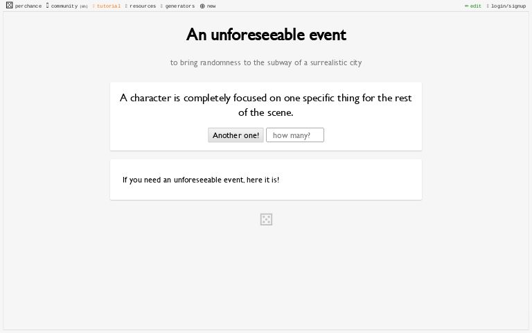 An unforeseeable event ― Perchance Generator