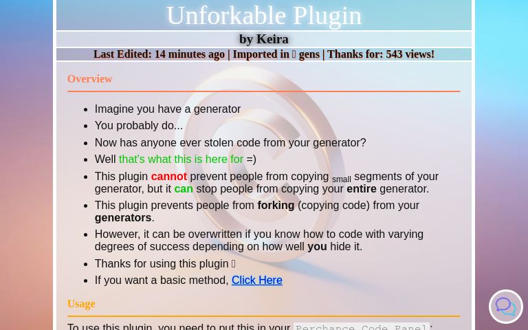 ©️ • Unforkable Plugin • By Keira 💖