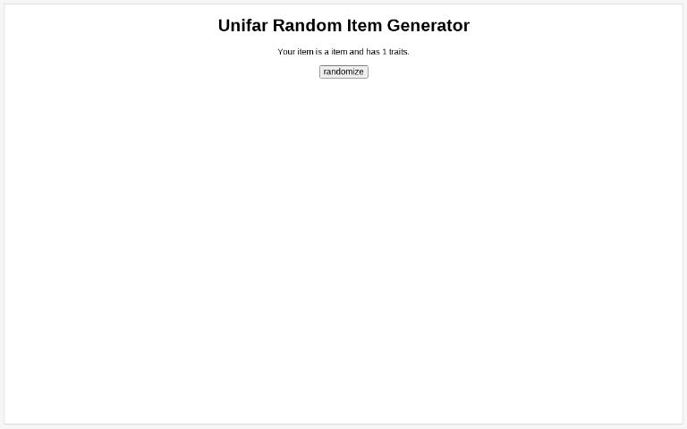 Unifar Random Item Generator