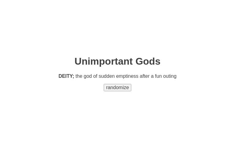 Unimportant Gods ― Perchance Generator