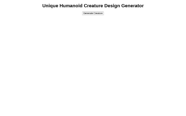 Unique Humanoid Creature Design Generator