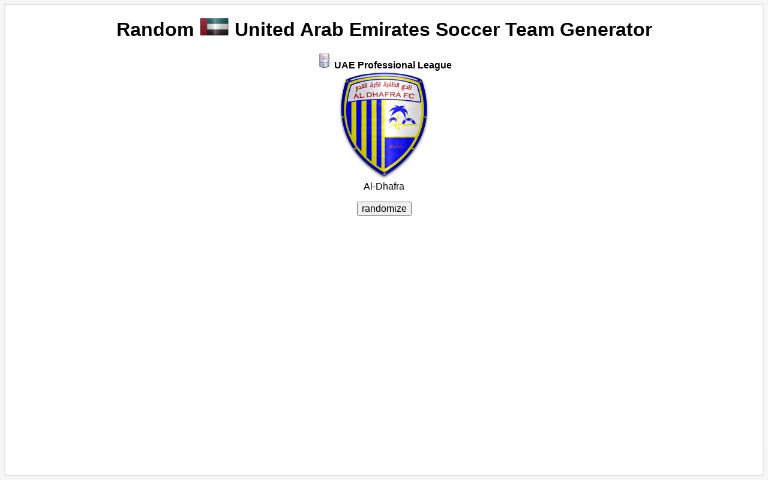 Random United Arab Emirates Soccer Team Generator