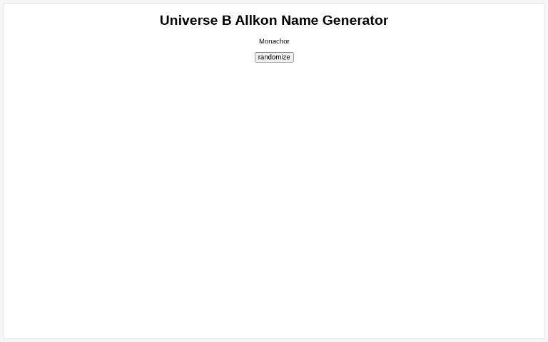 Universe B Allkon Name Generator