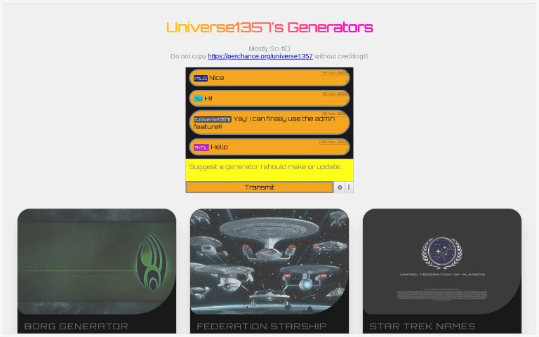 The Generator Hub Collection ― Perchance