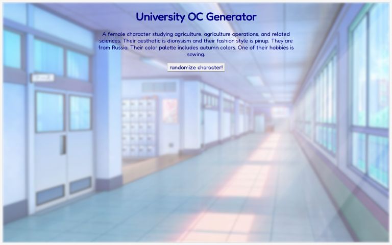 University OC Generator