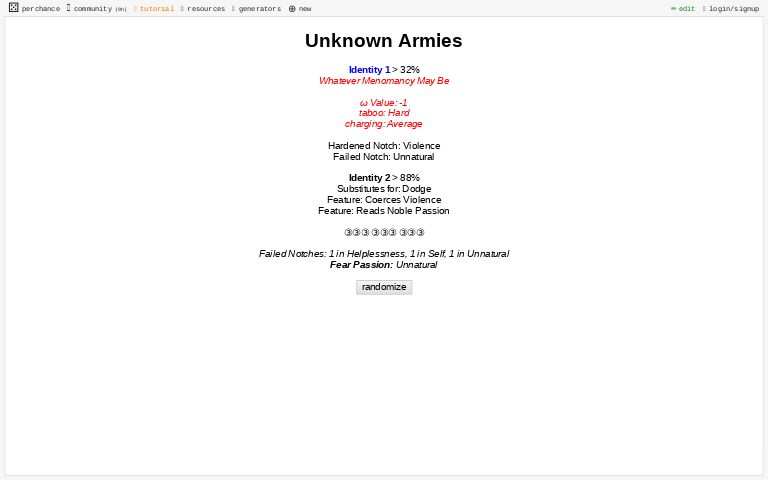 Unknown Armies ― Perchance Generator