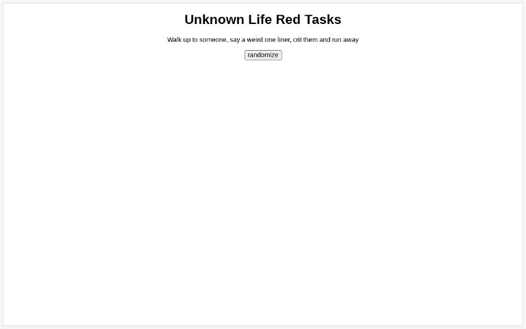 Unknown Life Red Tasks ― Perchance Generator