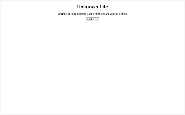 Unknown Life ― Perchance Generator