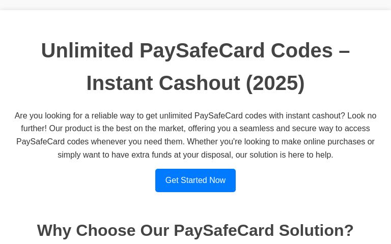 Unlimited PaySafeCard Codes – Instant Cashout (2025) ― Perchance Generator