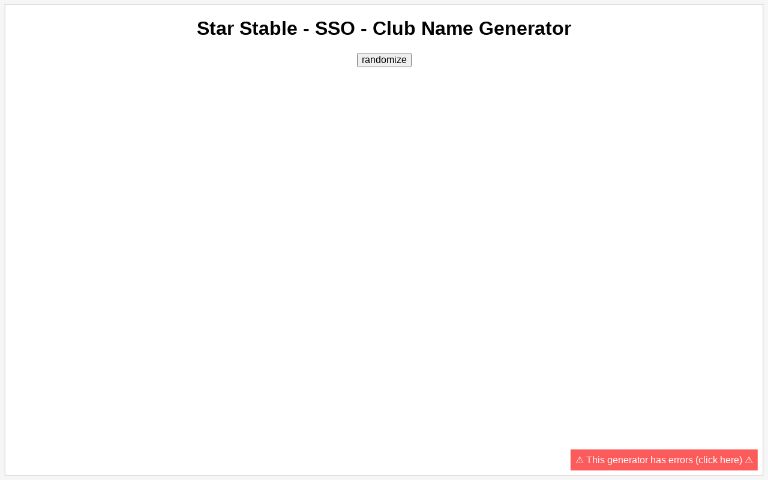 Star Stable - SSO - Club Name Generator