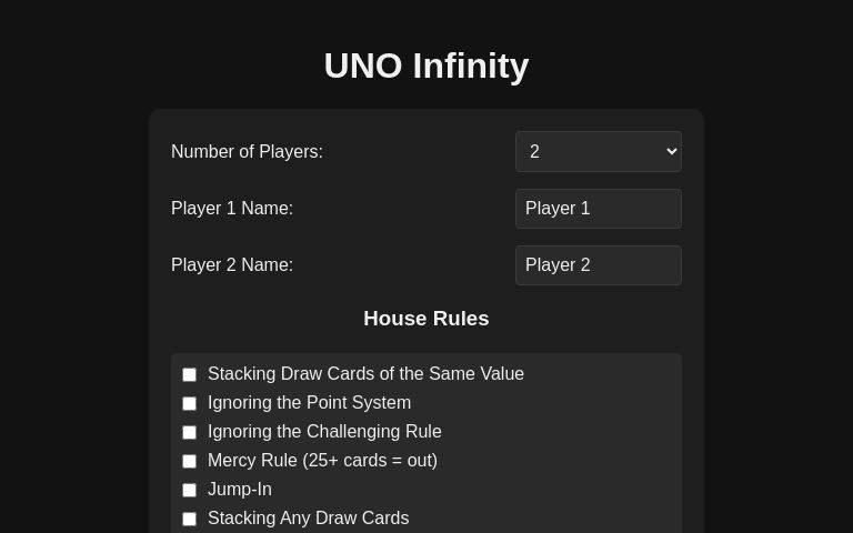UNO Infinity ― Perchance Generator