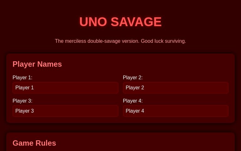 UNO SAVAGE ― Perchance Generator