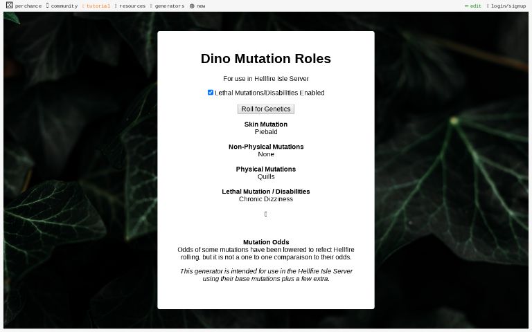 Dino Mutation Roles ― Perchance Generator