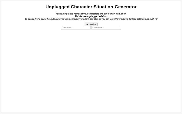Unplugged Character Situation Generator
