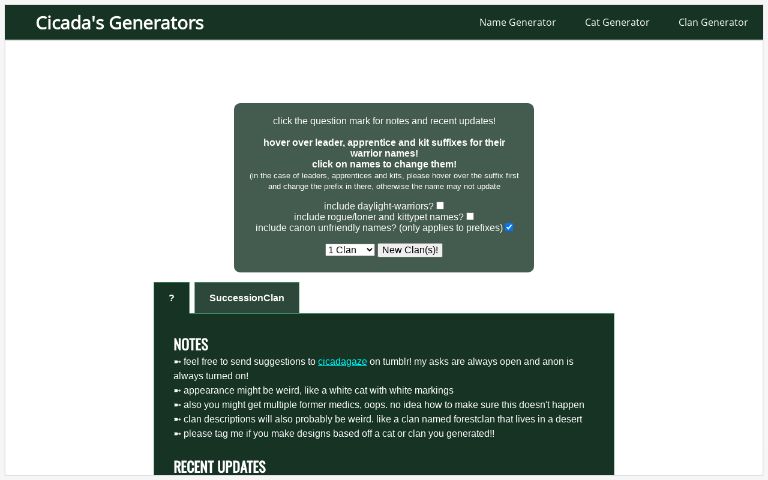 🕸 Cicada's Clan Generator 🕸
