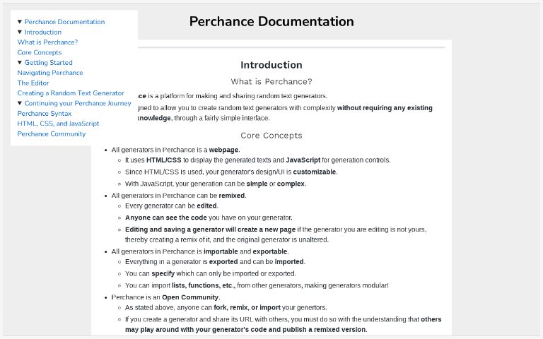 Perchance Documentation ― Perchance Generator