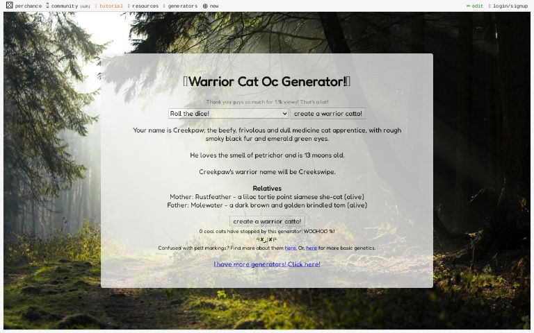 🐾Warrior Cat Oc Generator!🐾