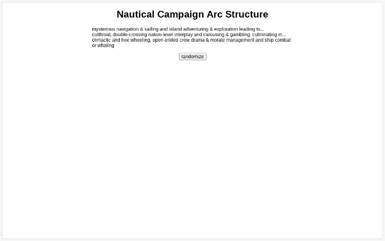 Nautical Campaign Arc Structure ― Perchance Generator