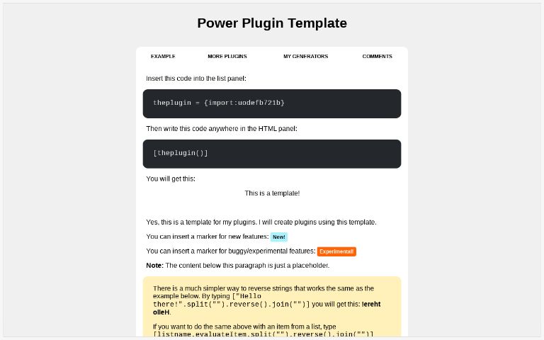 Power Plugin Template