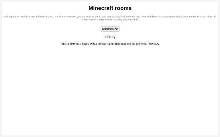 Minecraft rooms ― Perchance Generator