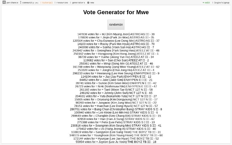 Vote Generator for Mwe