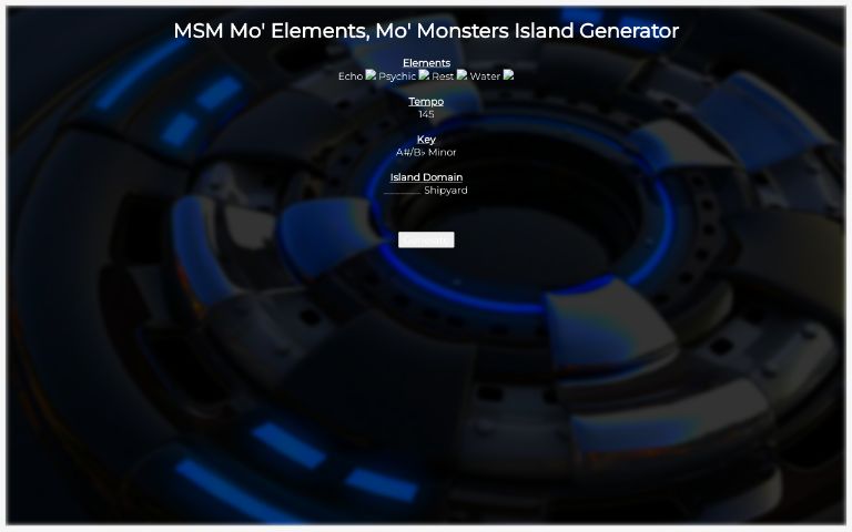 MSM Mo' Elements, Mo' Monsters Island Generator