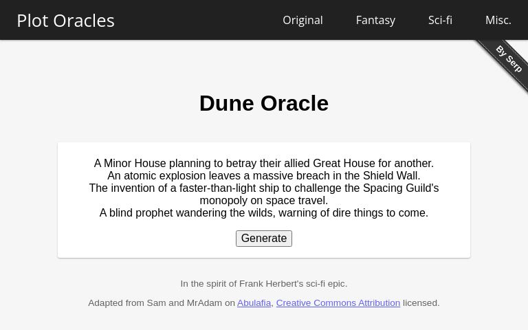 Dune Oracle ― Perchance Generator