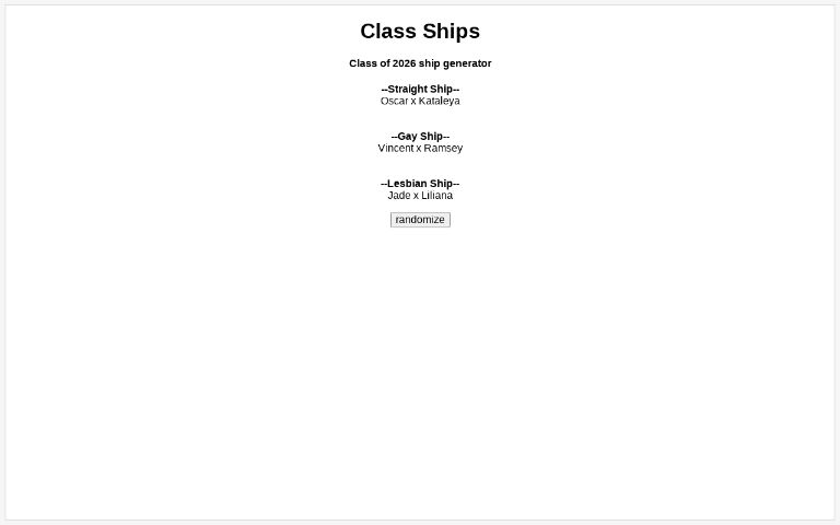 Class Ships ― Perchance Generator