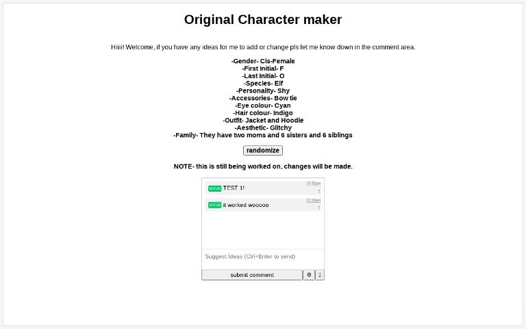 Original Character maker ― Perchance Generator