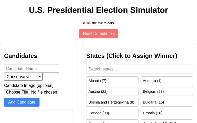 U.S. Presidential Election Simulator ― Perchance Generator