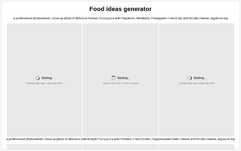 Food ideas generator