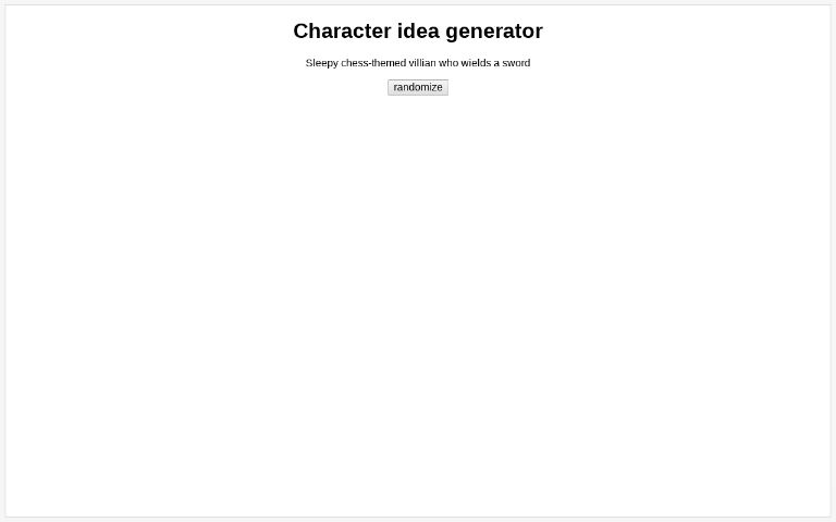 Character idea generator