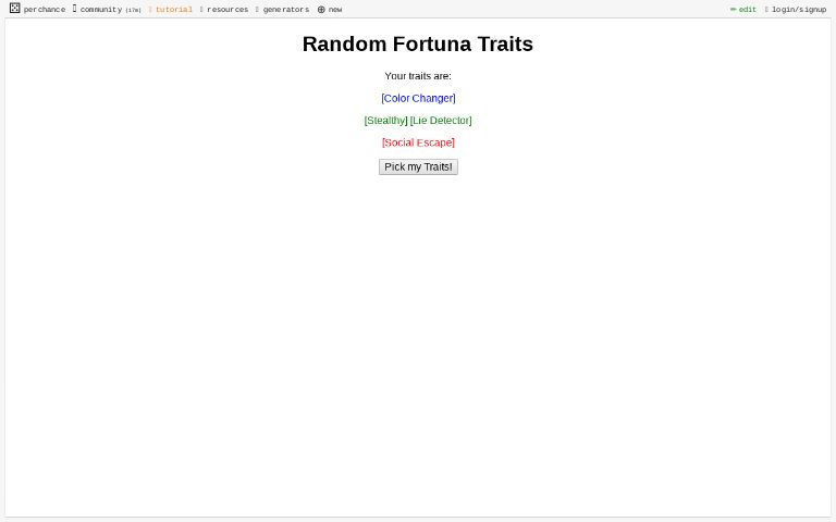 Random Fortuna Traits ― Perchance Generator
