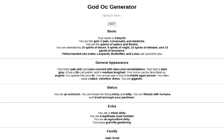 God Oc Generator