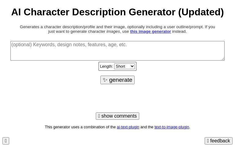 AI Character Description Generator (free, no sign-up, unlimited)