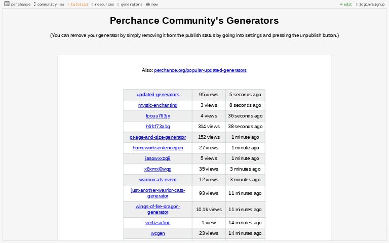 Perchance Community's Generators