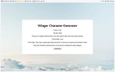 Villager Character Generator