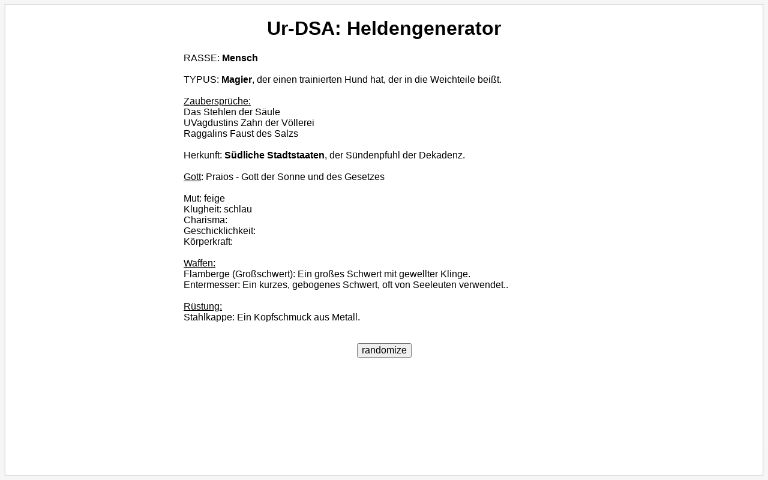 Ur-DSA: Heldengenerator