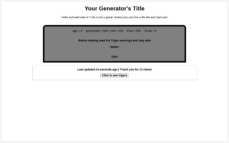 Ur Life ― Perchance Generator