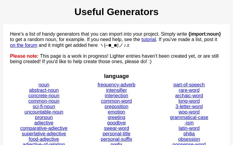 Useful Generators